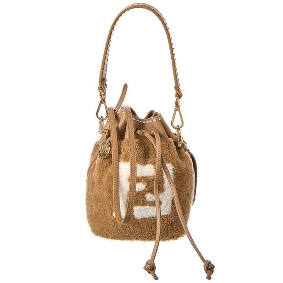 Fendi | Bags | Fendi Mon Tresor Mini Shearling Leather Bucket Bag Brown ...